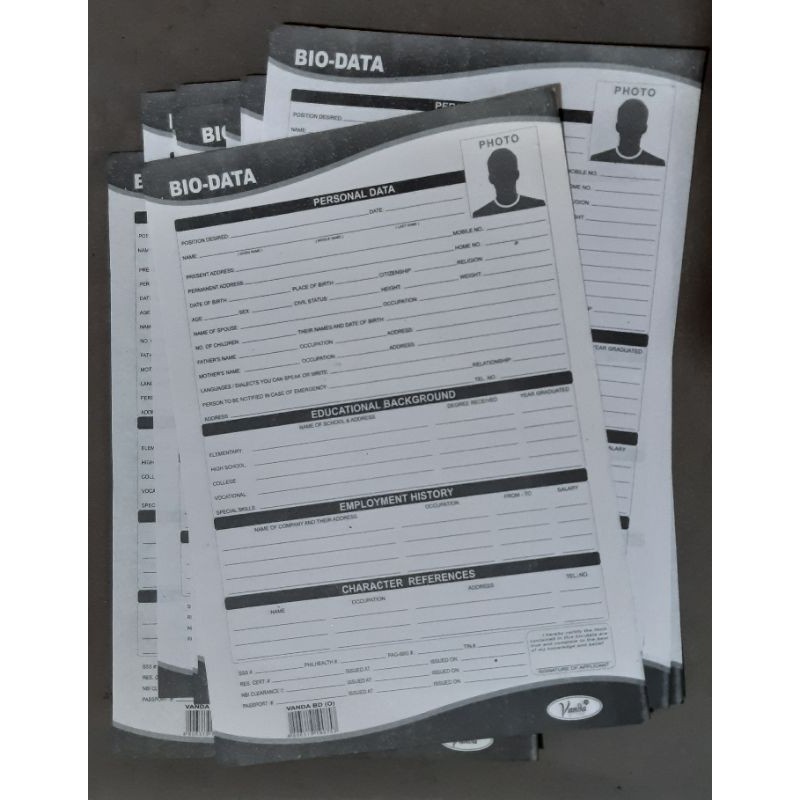 Biodata Form Philippines
