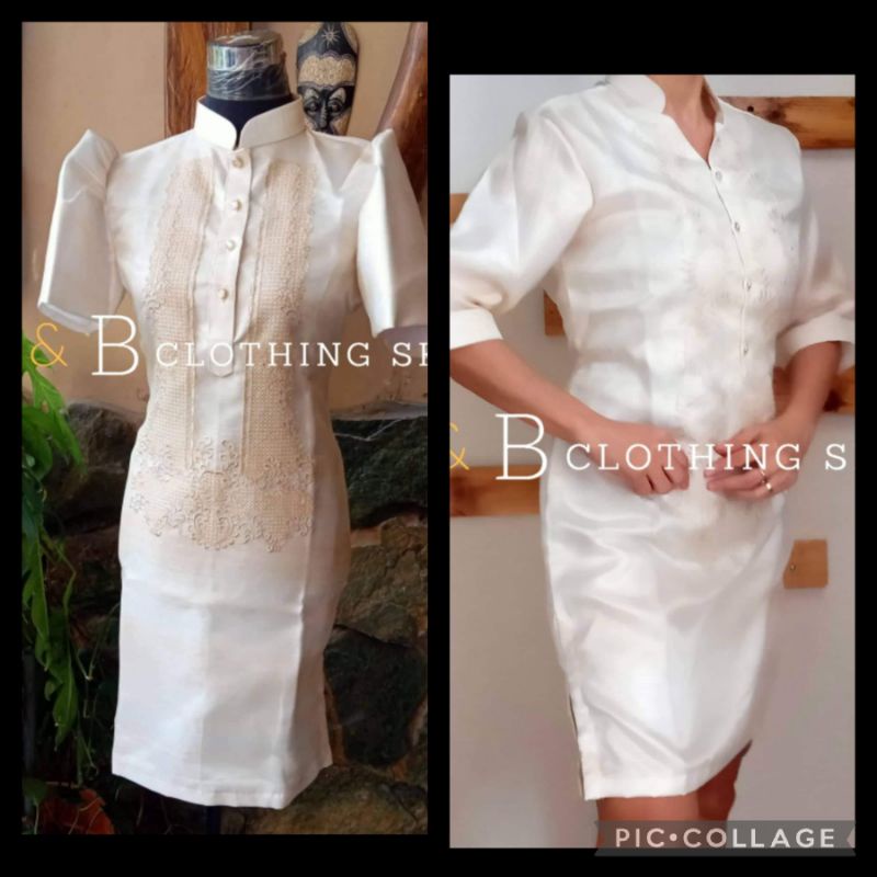 Modern FILIPINIANA Dress Linen BARONG TAGALOG Philippine, 50% OFF