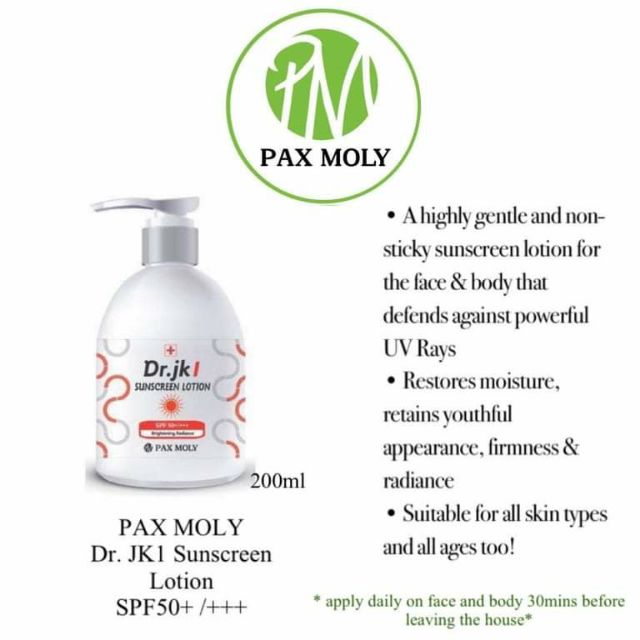 Pax Moly Dr Jkl Sun Screen Lotion Spf 50 PA 200 Ml, Dr Jk, 58% OFF