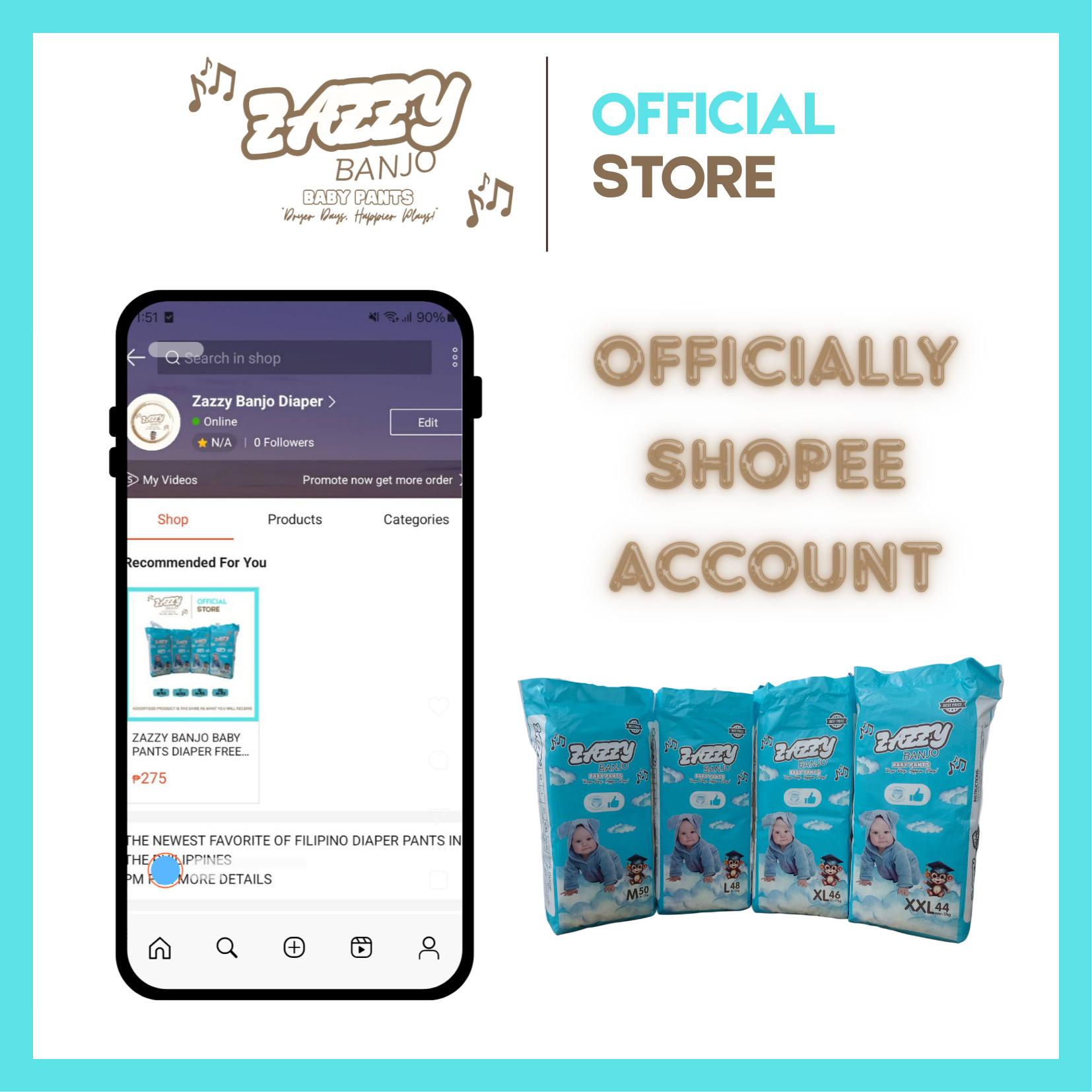 Zazzy Banjo Diaper, Online Shop | Shopee Philippines